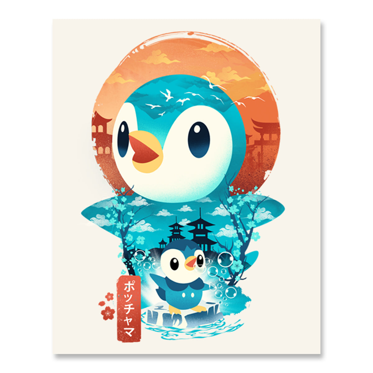 Ukiyo-e Piplup Print – Fuzzy Ink