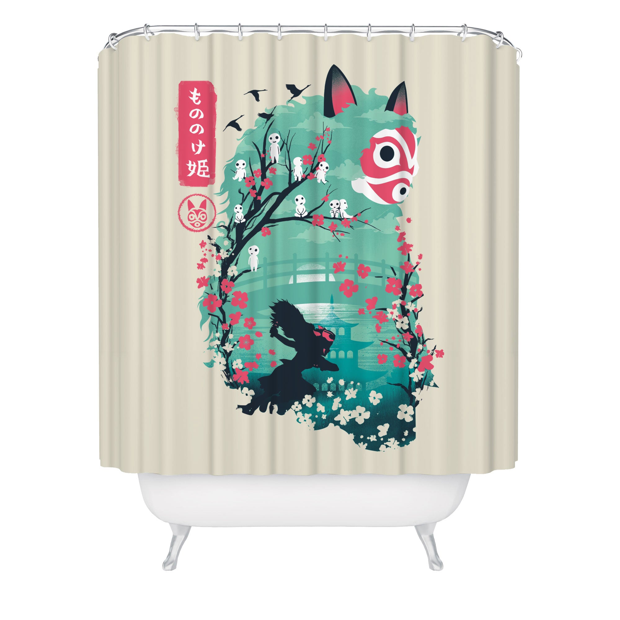 Ukiyo-E Princess Shower Curtain – Fuzzy Ink